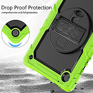 Samsung Galaxy Tab A8 10.5 Inch 2022, [Full-Body][Shock Proof] Protective Case with Pencil Holder and 360 Rotating Hand Strap, Protective Cover with Shoulder Strap (Green)