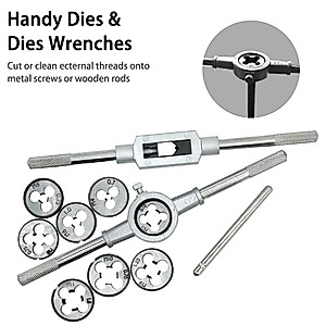 GMTOOLS 60PCS Tap and Die Set, Metric Standard Size M3 to M12, Threading Tool Set with Complete Accessories and Storage Case, Tap Die Kit for Threading and Rethreading Internal and External Threads