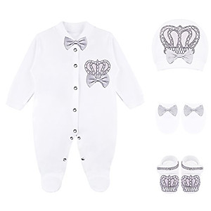 Lilax Baby Boy Jewels Crown Layette 4 Piece Gift Set 3-6 Months Gray