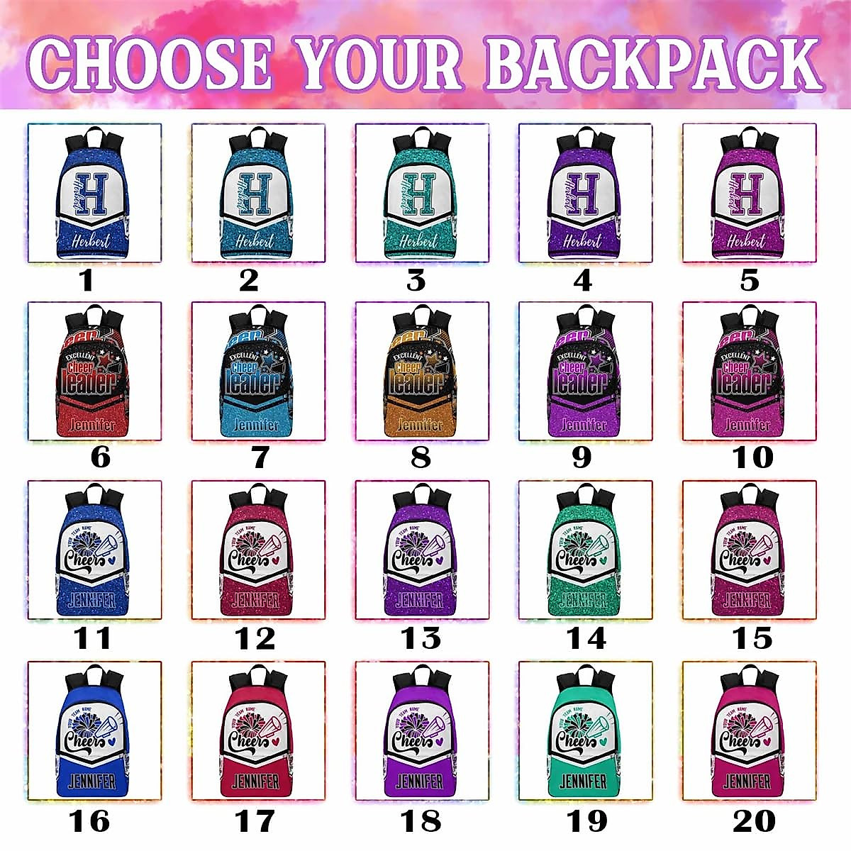 MyPupSocks Custom Cheerleader Bookbag Men Women Back Packs School Girls Personalized Backpack Girl Boy Cheerleader Backpack Book Bags Teenage Girls