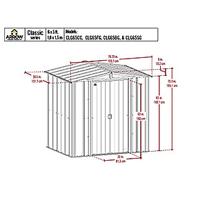Arrow Shed Classic 6' x 5' Outdoor Padlockable Steel Storage Shed Building