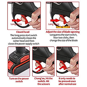 Cordless Electric Pruning Shears, Tree Branch Pruner with 2 PCS Rechargeable 2 Ah Lithium Battery - 30mm (1.2inch) Cutting Diameter