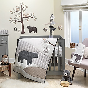 Lambs & Ivy Woodland Forest Animals White/Gray Cotton Fitted Mini Crib Sheet