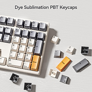 Mechanical Number Pad,34 Key Wired USB Numeric Keypad White Backlit Hot Swappable Numpad with PBT Keycaps for Laptop, MacBook,PC Desktop (Retro Beige,Brown Switch)
