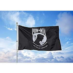 Pow Mia Flag Embroidered 3x5 Outdoor - Heavy Duty Double Sided You are Not Forgotten War Flags 300D Nylon Military Pow Flags for Outside