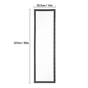 KUIKUI Explosion-Proof Full Length Mirror, Wall Mounted Door Mirror for Dorm Room Decor, Rectangular Float Framed, 50x 14, Black