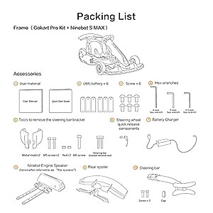 Segway Ninebot Electric GoKart Pro, Outdoor Race Pedal Go Karting Car for Kids and Adults, Adjustable Length and Height, Ride On Toys (Ninebot S MAX Included), Black