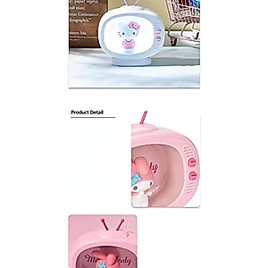 MFFaNa Cute 3D Cartoon Table Lamp TV Shape Eye-Caring Lamp Gentle Warm Light Energy-Saving Lamp Reading Light LED Night Light Home Decor Office, Pink Melody, 12.1*6.4*12.6cm