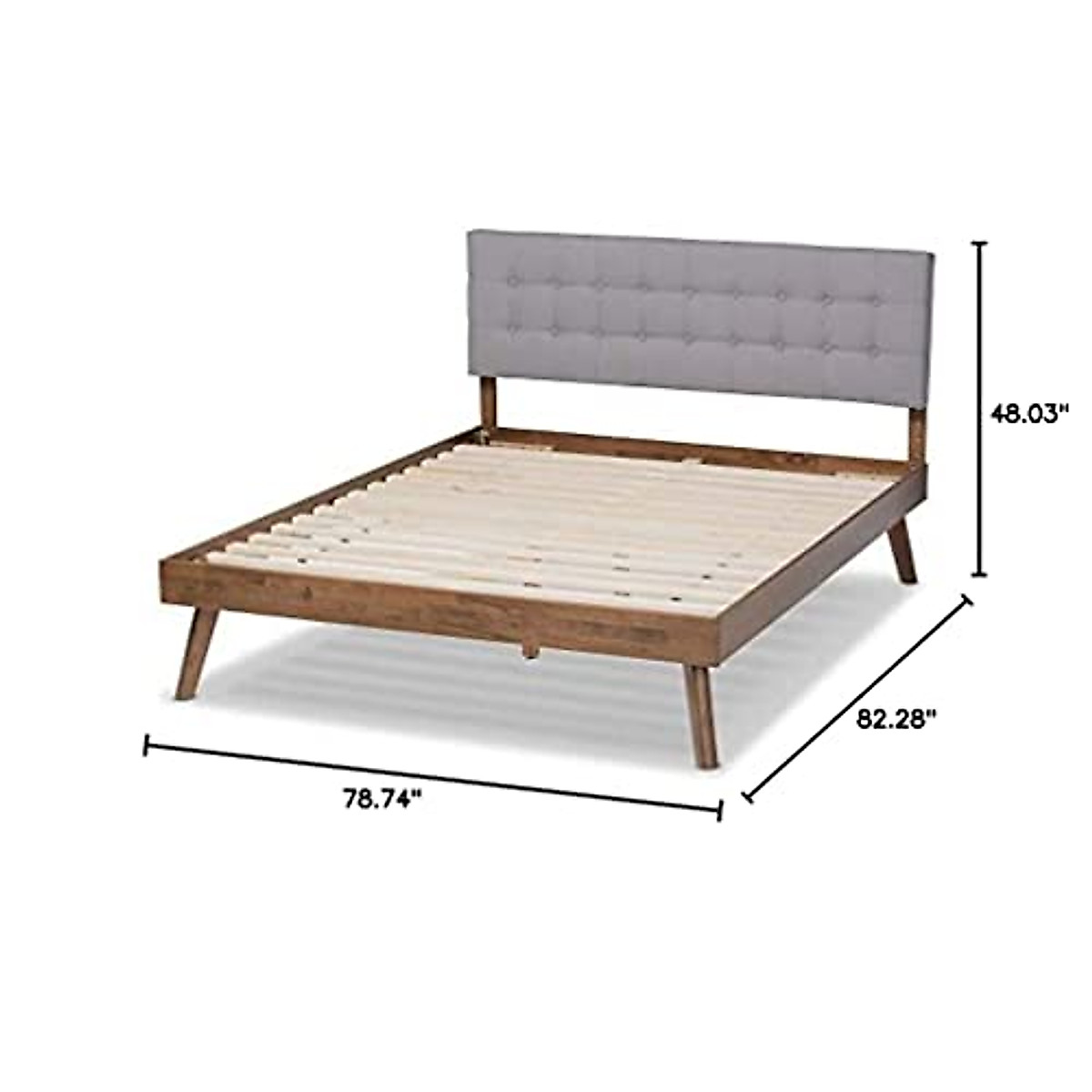 Baxton Studio Beds (Platform), King, Light Grey/Walnut