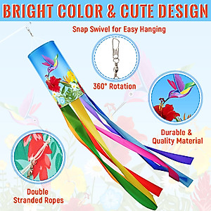 2 Pcs 40 Inches Twin Hummingbird Windsock, Decorative Spring Wind Socks Rainbow Outdoor Decor Windsock Flag Hanging Decor for Wall Tree Front Patio Lawn Garden