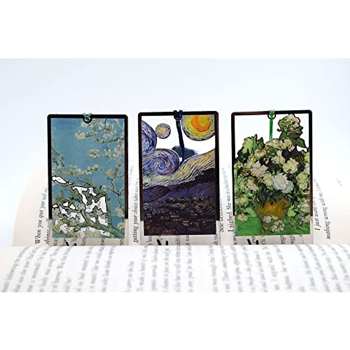 BLBMH 4in1 Pretty Van Gogh Bookmarks for Women Teachers Book Lovers Men Metal Bookmark for Readers Best Friends Gift - Starry Night Sky
