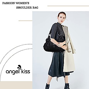 Angelkiss Large Purses and Handbags for Women Washed Faux Leather Crossbody Hobo Satchel Shoulder Handbag Tote Purse