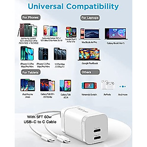 AICase 45W Super Fast USB-C Wall Charger,for Samsung Galaxy S22 Ultra,45 Watt Dual Type C Charging Block GaN Charger for Samsung S23/S22 Plus/S21/S20/Note 10/20/iPhone 14/iPad/MacBook