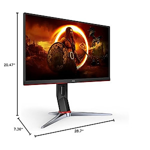 AOC 27G2 27" Frameless Gaming IPS Monitor, FHD 1080P, 1ms 144Hz, NVIDIA G-SYNC Compatible + Adaptive-Sync, Height Adjustable, 3-Year Zero Dead Pixel Guarantee, Black/Red