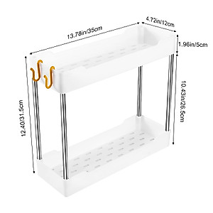 Under Sink Organizers and Storage, COCOJAM Under Kitchen Sink Organizers and Storage, 2 Tier Bathroom Cabinet Organizer with Hooks, Bathroom Storage Organizer Multi-purpose, White