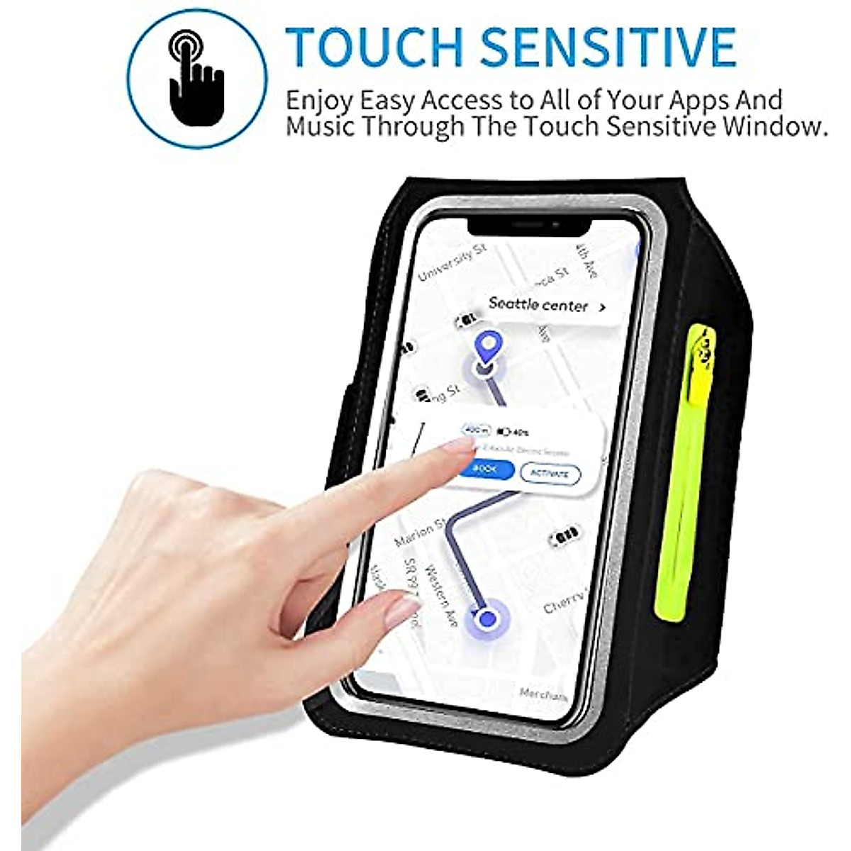 Running Armband with Airpods Bag Cell Phone Armband for iPhone 14 13 Pro 14 Plus 12 11 XR XS, Galaxy S20/S10 Water Resistant Sports Phone Holder Case & Zipper Slot Car Key Holder for 6.5 inch Phone