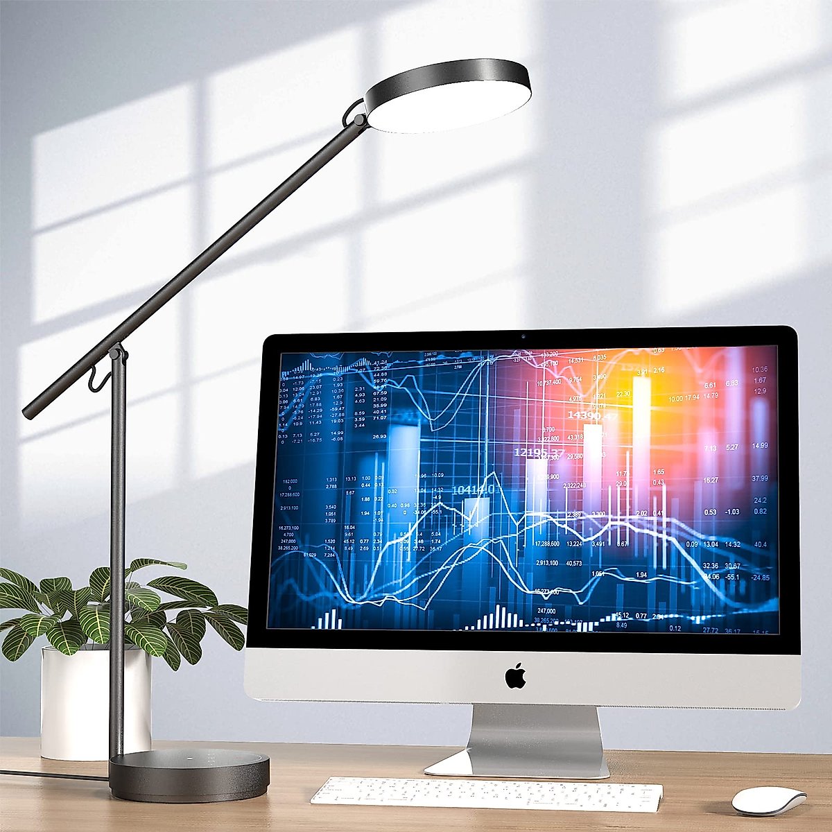 BEYONDOP LED Desk Lamp, Architect Desk Lamps for Home Office, Adjustable Swing Arm Table Lamp, Eye Caring Reading Lamp, Memory Desk Light Dimmable with 3 Color Modes & 9 Brightness Tall Task Light