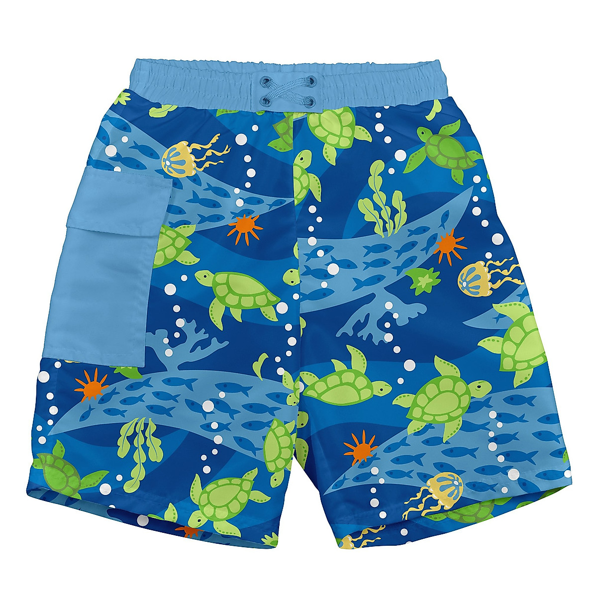 i play. by green sprouts baby-boys Trunks with Built-in Reusable Swim Diaper,Royal Blue Turtle Journey,18 mo