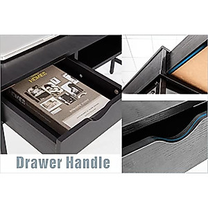 JJS 48' Writing Desk with Drawers, Contemporary Home Office Large Computer Laptop Workstation with Storage, Black