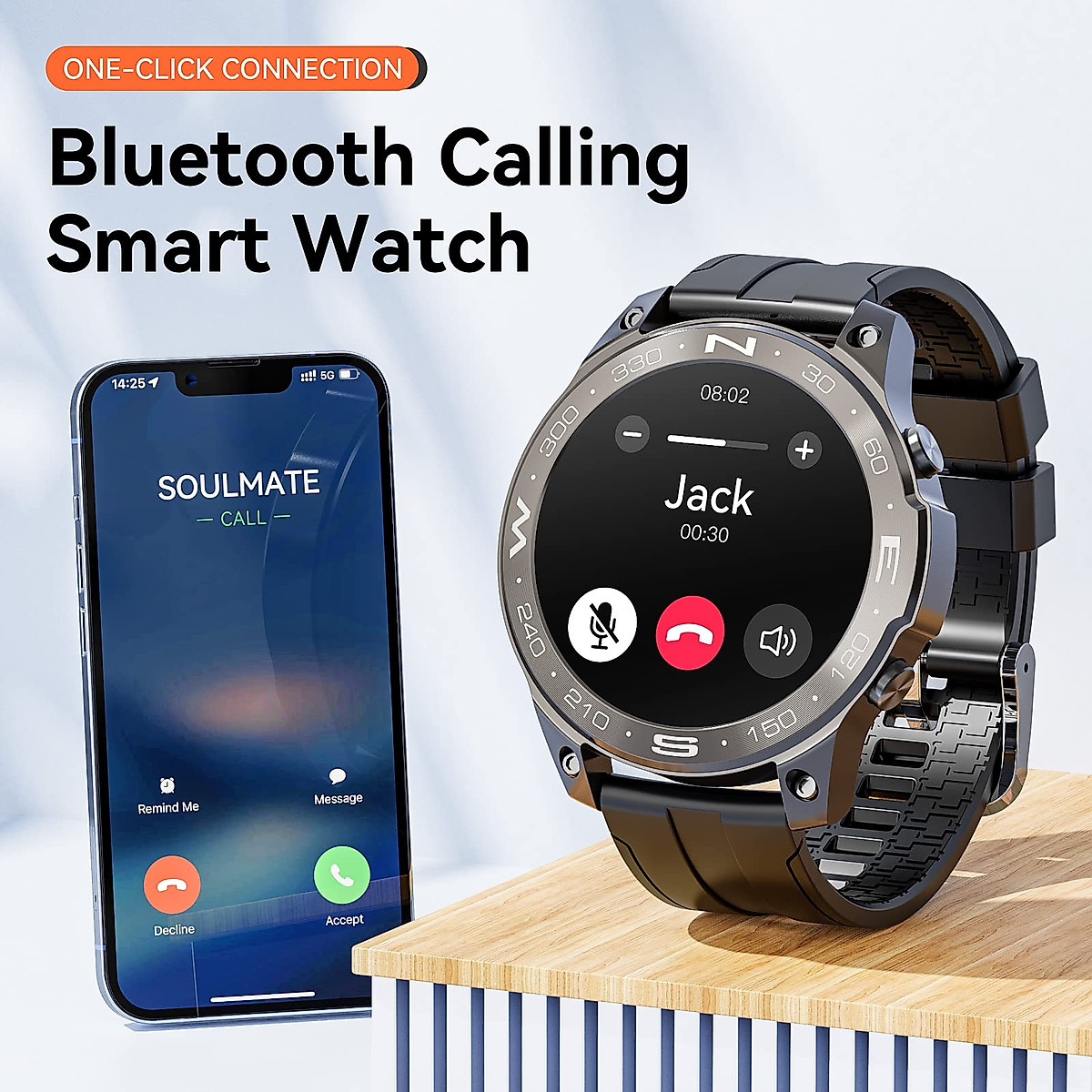 Smart Watches For Men,Women 1.43'' Bluetooth Smart Watch for Android & iOS Full Touch Screen, Blood Oxygen Heart Rate Sleep Monitor Activity Tracker, IP68 Waterproof, Outdoor Fitness Watch (Black)