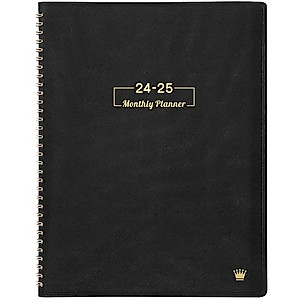 2024-2025 Monthly Planner - 18 Monthly Planner/Calendar 2024-2025, Jul 2024 - Dec 2025, 8.86" x 11.4", Monthly Tabs, Faux Leather, Pocket, 25 Note Pages, Passwords, Twin-Wire Binding, Thick Pape