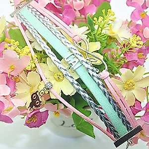 HCChanshi Cat Bracelet Jewelry Infinity Love Cat Jewelry Bracelet For Cat Lover, Cat Owner, Cat Themed Jewelry (Pink,Silver and Mint Green)