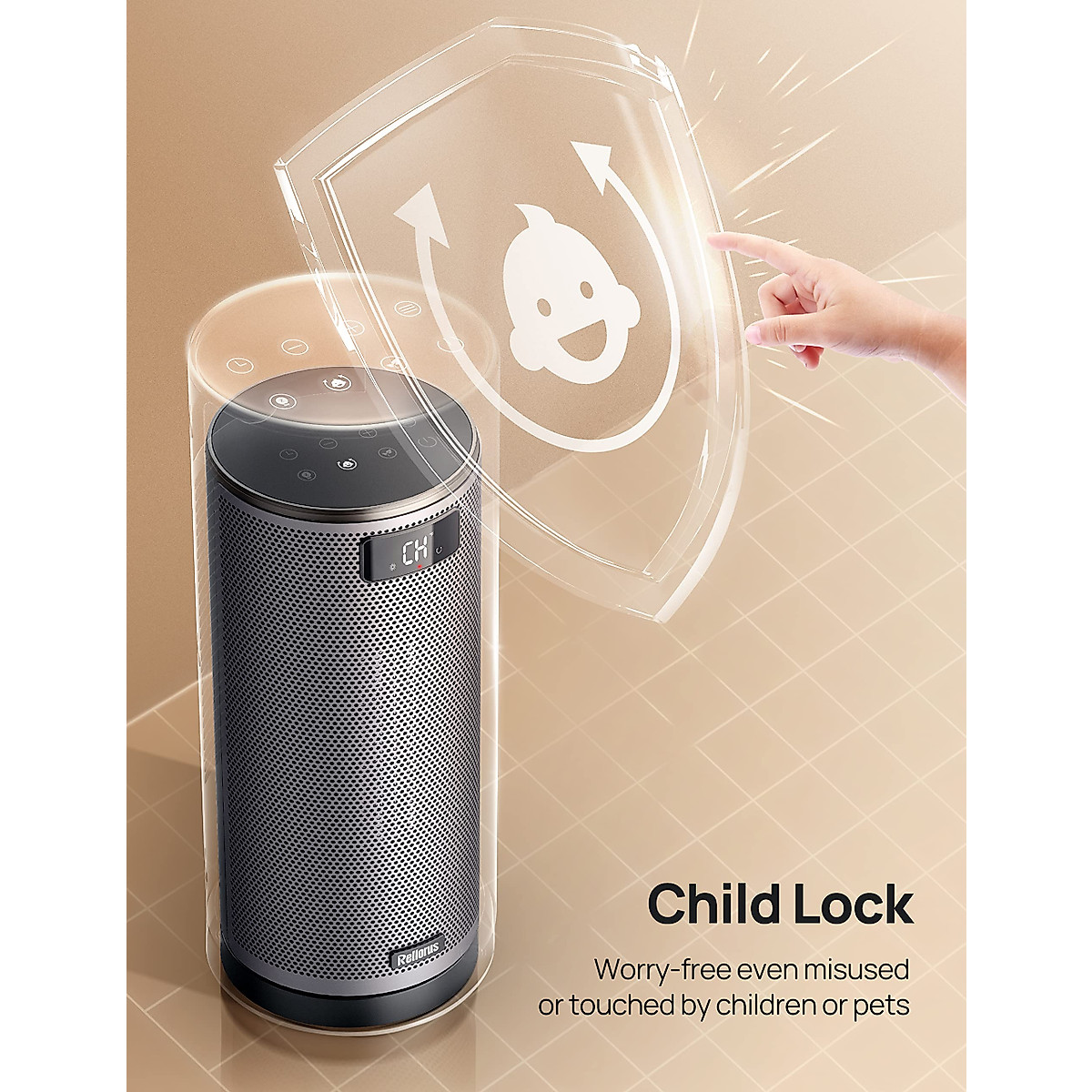 Rellorus Space Heaters for Indoor Use, 1500W Fast Heating Portable Electric PTC Ceramic Heaters, with ETL Certified, Remote, Thermostat, 80° Oscillating, Night Light, for Bedroom Large Room Office