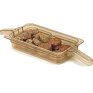 Carlisle FoodService Products 30860HH13 StorPlus High Heat Food Pan With 2 Handles, 2.5" Deep, Third Size, Amber, 1/3 Size (Pack of 6)