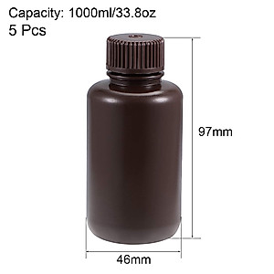 uxcell Plastic Lab Chemical Reagent Bottle 100ml/3.4oz Small Mouth Sample Sealing Liquid Storage Container Brown 5pcs