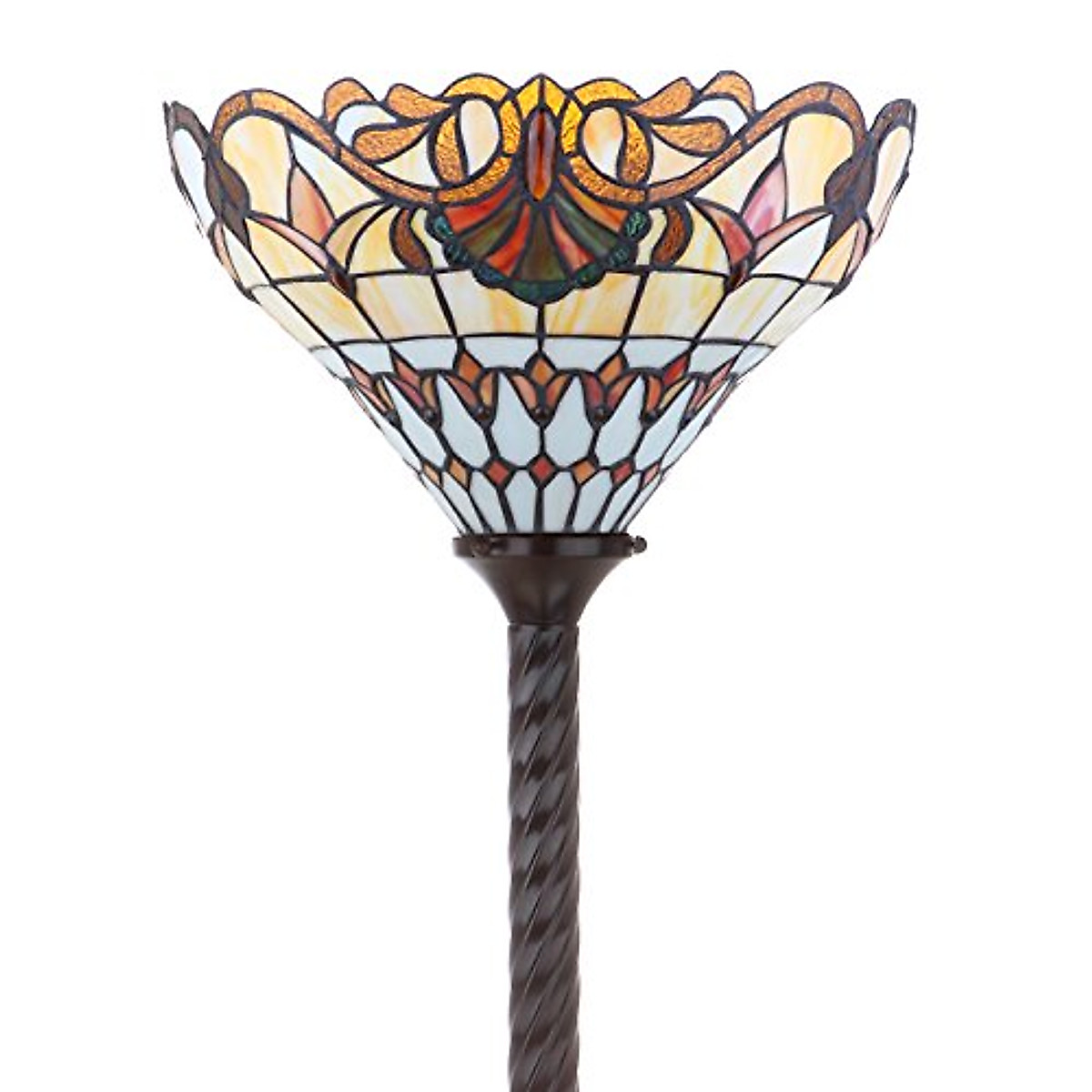 JONATHAN Y JYL8003A Davis Tiffany-Style 70" Torchiere LED Floor Lamp, Tiffany, Traditional, Foot-Step Switch, Office, Living Room, Family Room, Dining Room, Bedroom, Hallway, Foyer, Bronze