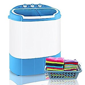 Upgraded Version Pyle Portable Washer & Spin Dryer, Mini Washing Machine, Twin Tubs, Spin Cycle w/ Hose, 11lbs. Capacity, 110V - Ideal For Compact Laundry