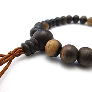 京都あさひ屋 Black Persimmon Wood Bracelet Japanese Kaki Juzu Rosary Prayer Beads Jewel Handmade Kyoto Meditation Chakra Mala Beads (8.0mm)