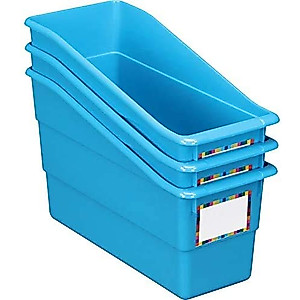 Really Good Stuff-164304 Riverside Name Labels Durable Book and Binder Holders, 5¼" by 12½" by 7½" (Set of 12) - Ideal for Narrow or Vertical Storage Needs Like Magazines, Books, Folders - Color-Code