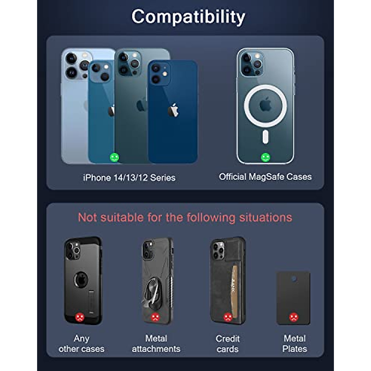 Hohosb Fits Mag-Safe Car Mount Charger,Magnetic Wireless Car Charger Compatible with iPhone 14/13/12 Series,Fast Charging Auto-Alignment Air Vent Phone Holder,Car Accessories-Black