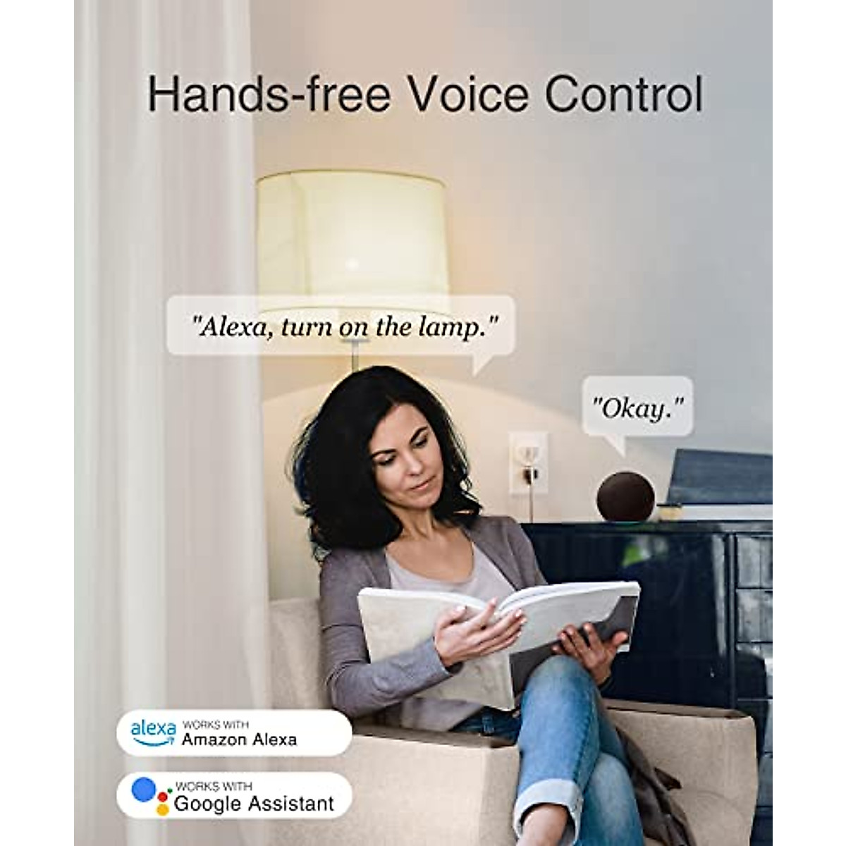 GHome Smart Mini Plug, Wi-Fi Outlet Socket Compatible with Alexa and Google Home, Remote Control with Timer Function, No Hub Required, ETL FCC Listed (1 Pack), White