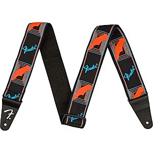 Fender Neon Monogrammed Guitar Strap, 2in, Blue/Orange