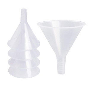 SBYURE 6 Pack Plastic Funnels, 4.6 Inch Multi-Purpose Clear Plastic Funnels with Long Reaching Spout for Science Lab Bottle Filling Liquid,Water Bottle,Easy and Smooth Transfer