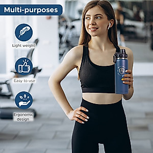 24 Oz Stainless Steel Thermal Insulated Hot/Cold Water Bottles To Keep Any Drink Hot For 12 Hours & Cold For 24 Hours - Gym Water Bottles For Men & Women - Mens Thermal Water Bottle (Dark Blue)