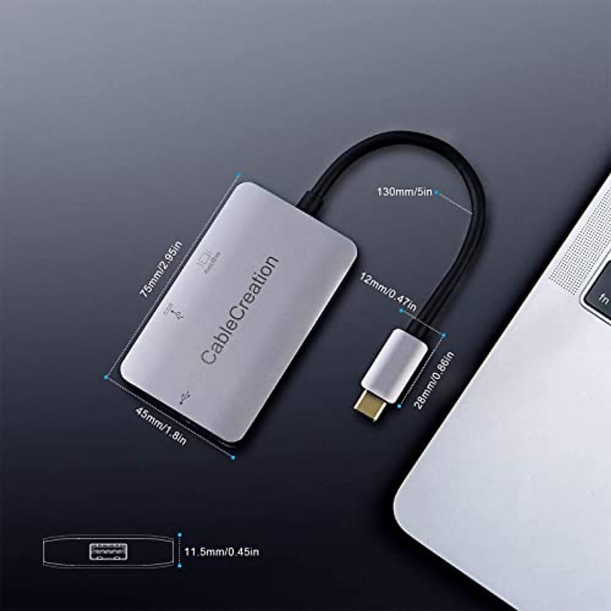 USB C to HDMI 4K Adapter with 100W Power Charging+ USB 3.0 3-in-1 Thunderbolt 3 Aluminum Hub, Compatible with MacBook Pro 2019/2018, XPS 13, Yoga 910, Galaxy S10/9 and Dex Supported Cellphone