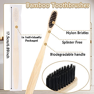 Vesici 200 Pieces Bamboo Toothbrushes Bulk Soft Bristles Toothbrushes with Micro Fur Ultra Wooden Bamboo Tooth Brushes Manual Toothbrushes for Adults Travel Family Hotel Use Individually Packaged