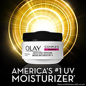 Face Moisturizer by Olay Complete All Day UV Moisture Cream with Sunscreen SPF 15, Normal Skin, 2 Ounce (Pack of 3)