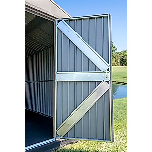 Arrow Shed Elite 10' x 12' Outdoor Lockable Gable Roof Steel Storage Shed Building, Cool Grey