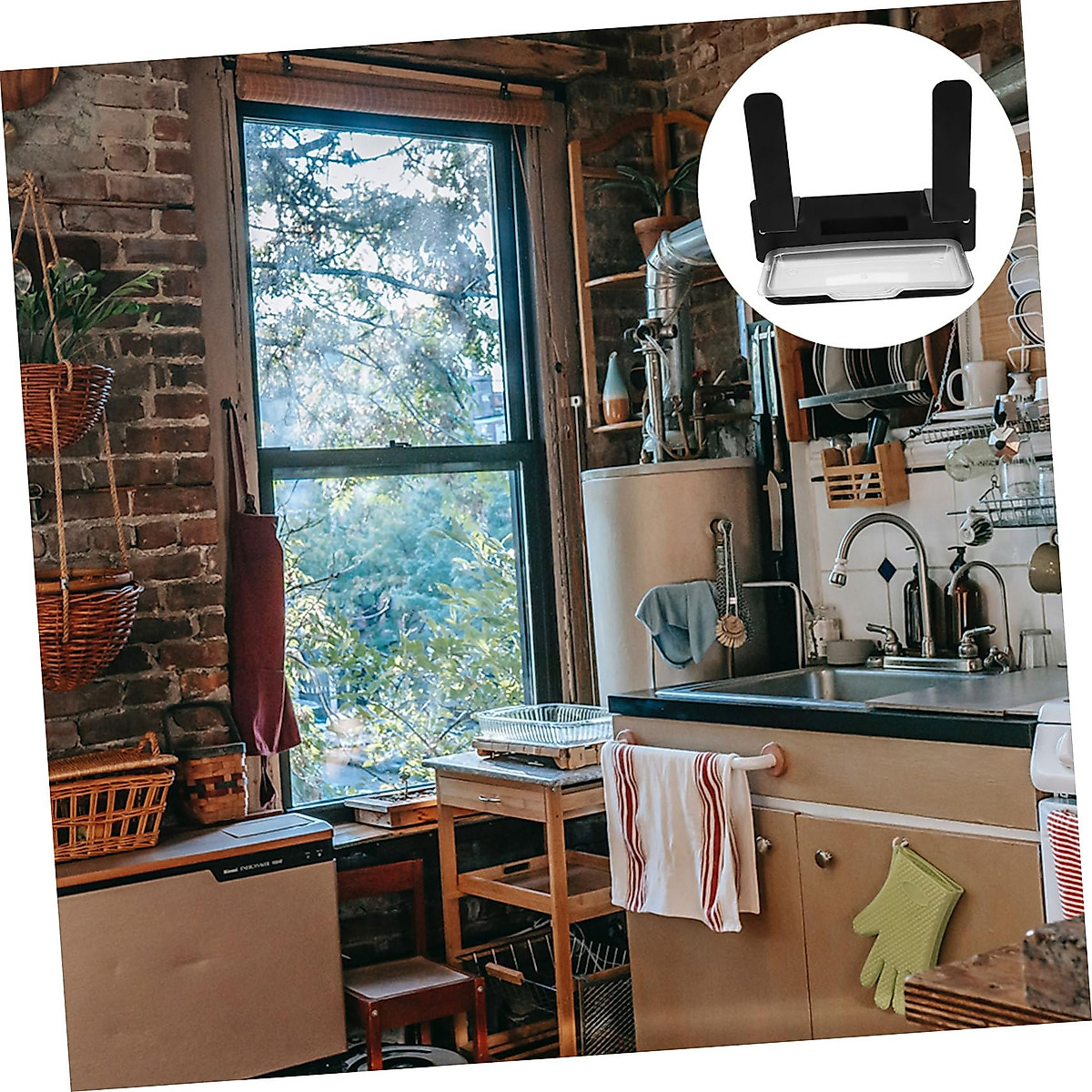 Zerodeko Pot Lid Rack Wall Mounted Stainless Steel Pan Lid Organizer Holder with Water Tray Self Adhesive Kitchen Utensils Storage Racks for Hanging Dish Pan Cover Cutting Board