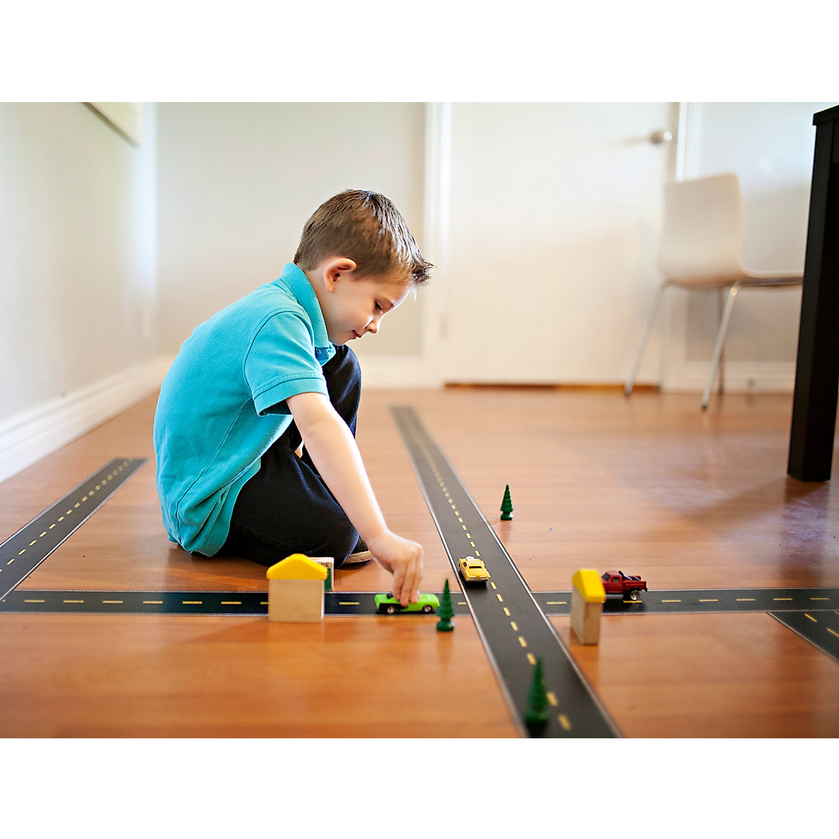 Car Tape, Extra Long and Wide! 3.5 in x 50 ft, Toy Car Road Tape Track for Kids, Great Accessory to Die Cast Cars and Train Sets. Sticker with Printed Street to Play on Floors.