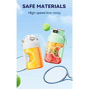 42 Oz The Ovidian Portable Juicer, 2-In-1 Ovidian Large Capacity Juicer Cup, Multifunctionalportable Blender for Smoothies With Digital Display for Sports, Fitness and Daily Life (Green-double cover)