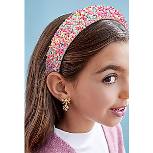 TEBIEKOY 2Pcs Sprinkle Headbands for Women Girls Wide Padded Head Bands for Women's Hair Non Slip Pink Purple Headband Thick Donut Hairbands Cute Hair Accessories
