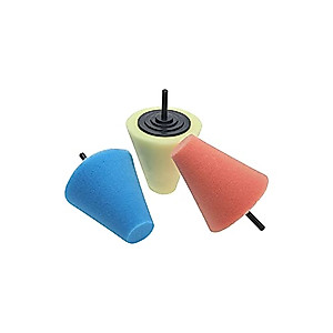 AuInLand 3 PCS 1/4 Inch Shank Sponge Buffing Pads with 3 PCS 1/8 Shank Cylindrical Shaped Sponge Polishing Pads and 3 PCS 1/8 Shank Cone Shaped Mini Detailer Polisher Pads