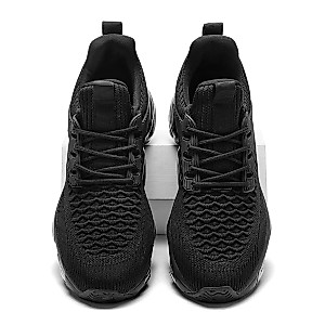 Socviis Mens Slip on Trail Runners Air Cushion Fashion Shoes Casual Tennis Walking Athletic Sneakers Basketball Trainers Zapatillas Black