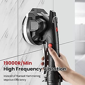 Tile Vibrator, Elikliv 19000 r/min Cordless Tile Tiler Handheld Laying Tiles Leveling Tool Tile Vibration Machine with 2 Batteries, Max 160kg 6 Speeds Vibrator Suction Cup for Tile Leveling Laying