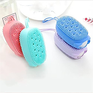 INGVY Dry Brushing Body Brush Non-Toxic Brushes Silicone Body Bath Brush Scrubber Shower Body Shower Brush Baby Showers Washing Massage BrushSoft Exfoliating (Color : Pink)